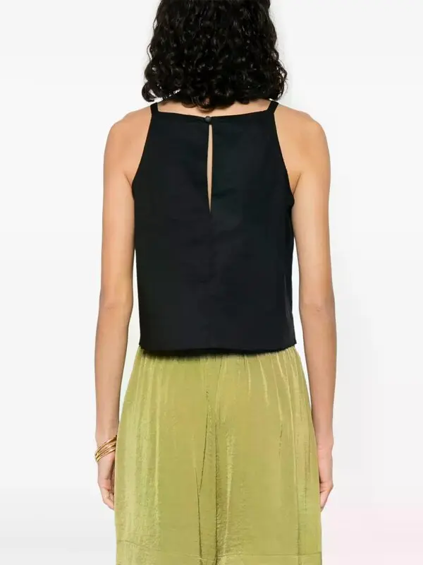 MOUTAKI Sleeveless Square Neck Top With Keyhole Detail
