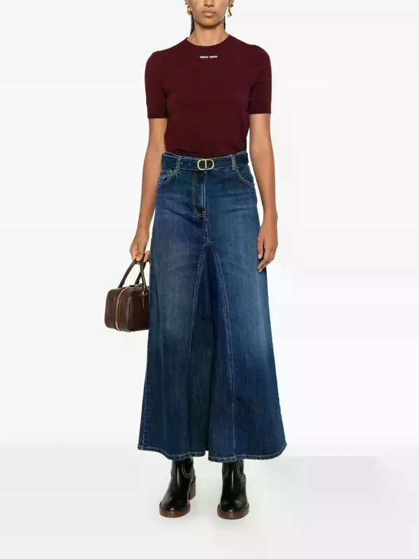 TWINSET Wide Leg Jeans With Logo Buckle
