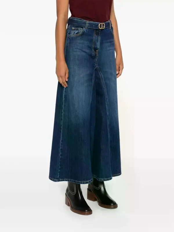 TWINSET Wide Leg Jeans With Logo Buckle