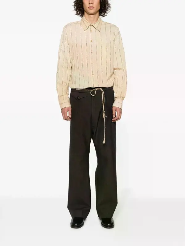 UMA WANG Tab Striped Cotton Shirt