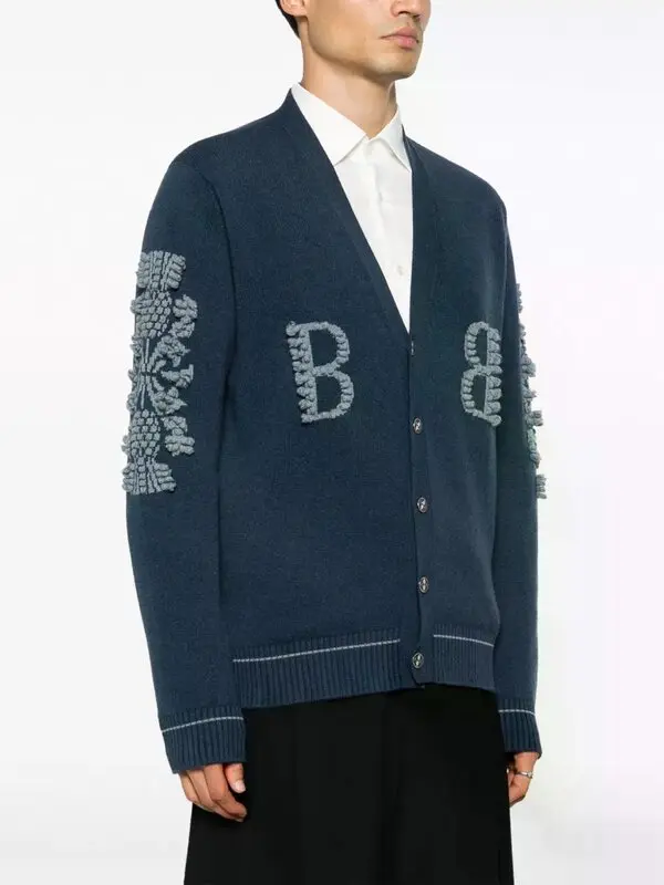 BARRIE 3d Knit Cashmere Cardigan - Blue