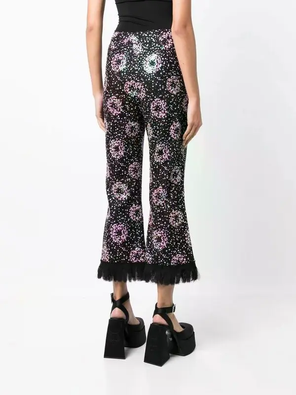 Anna Sui Cropped Sequin-embellished Trousers