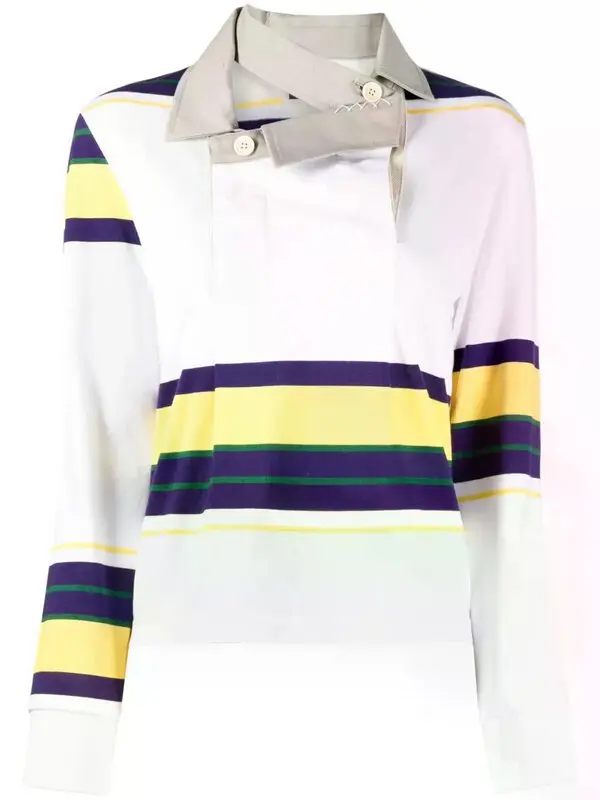 Kolor Deconstructed Collar Striped Sweatshirt - Multicolour