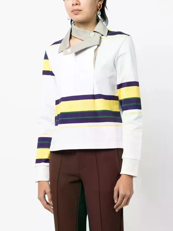 Kolor Deconstructed Collar Striped Sweatshirt