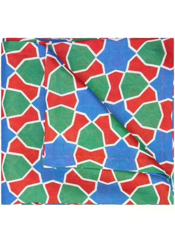 CABANA Tiles Linen Tablecloth - Red