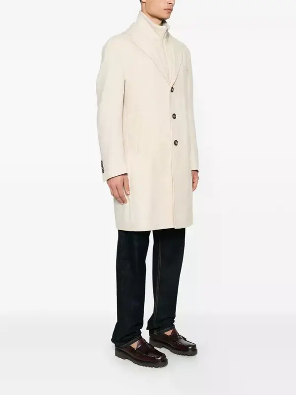 Eleventy Single-breasted Wool Blend Coat - Neutrals