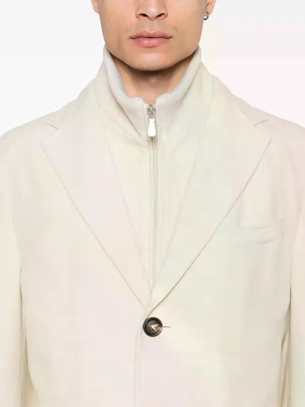 Eleventy Single-breasted Wool Blend Coat - Neutrals