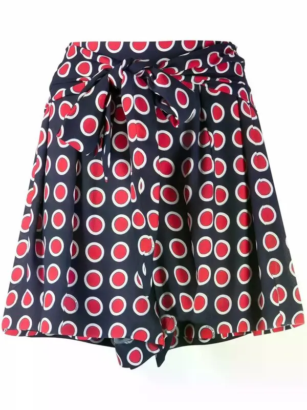 Moschino Navy And Red Geometric Print High Waist Shorts - Blue
