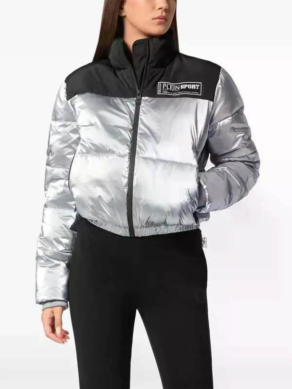 PLEIN SPORT Logo-appliquéd Cropped Puffer Jacket