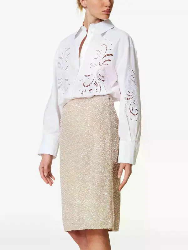 TWINSET Sequinned And Embellished Midi Skirt