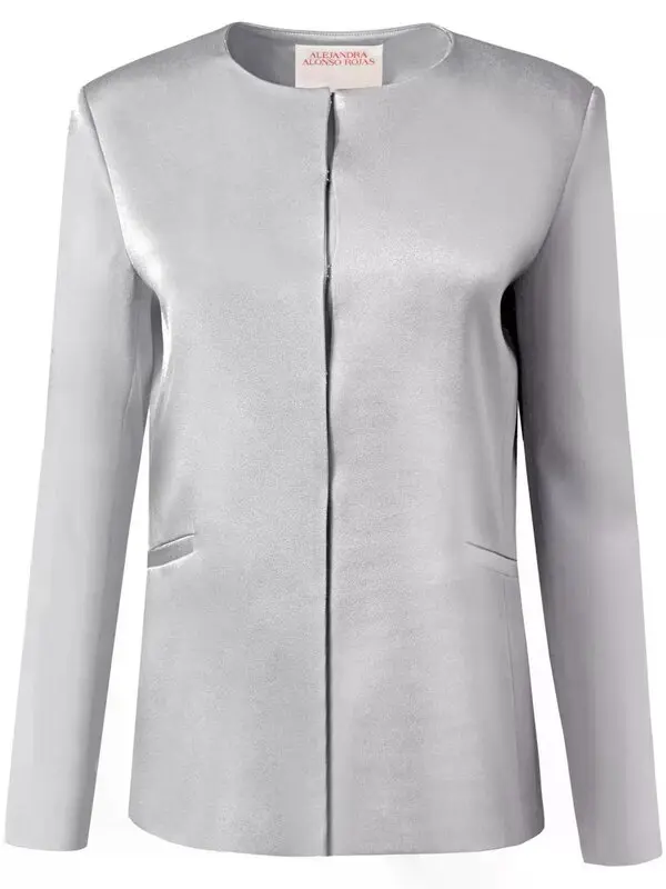 Alejandra Alonso Rojas Tone Satin Fitted Jacket - Silver