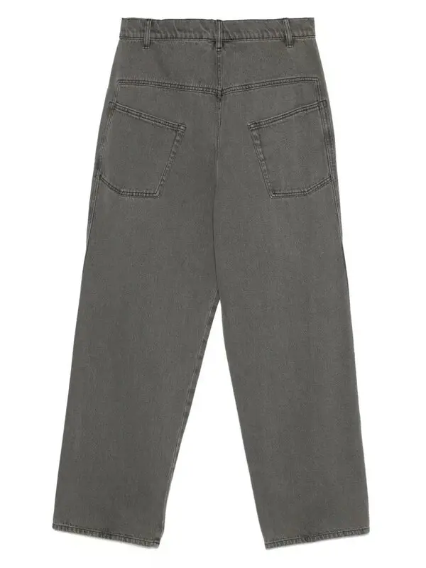 Andrea Ya'aqov Charcoal Cotton Washed Denim Wide Leg Jeans