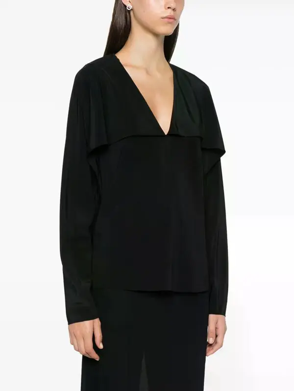 Helmut Lang Silk Crepe De Chine Layered V-neck Blouse - Black