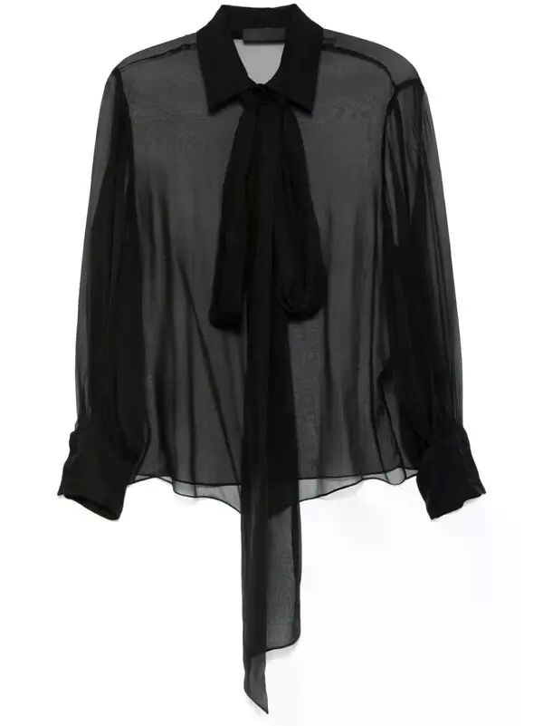 Valentino Garavani Sheer Scarf Detail Shirt - Black