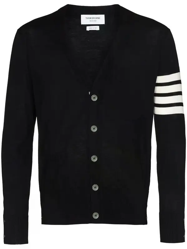 Thom Browne V-neck Cardigan With Signature Stripes