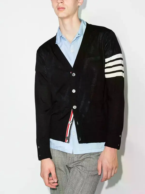Thom Browne V-neck Cardigan With Signature Stripes