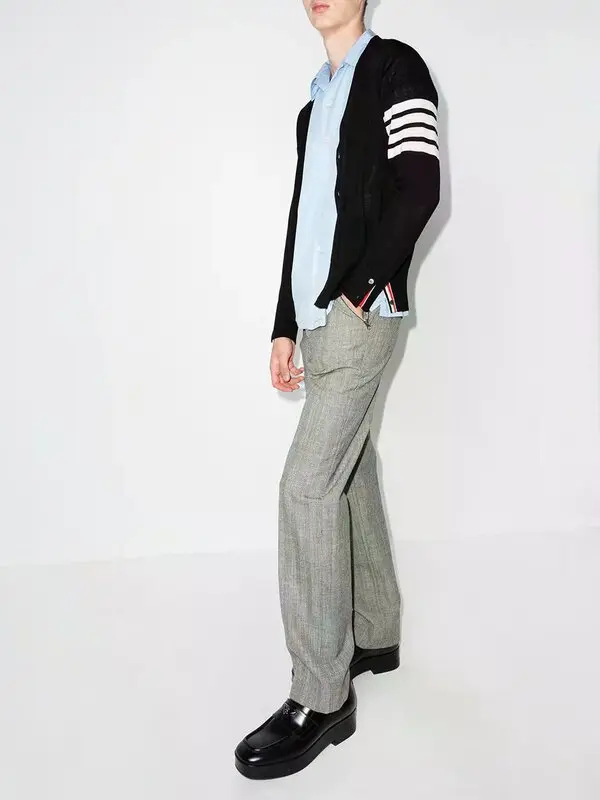 Thom Browne V-neck Cardigan With Signature Stripes