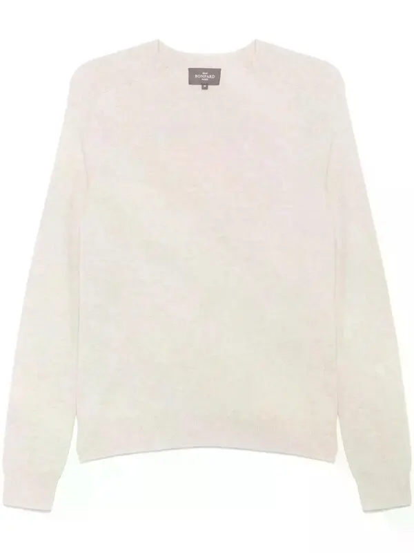 Eric Bompard Crew Neck Long Sleeve Sweater With Ribbed Trim - Neutrals