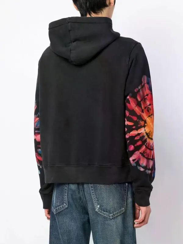 Amiri Tie-dye Logo-embroidered Hoodie - Black