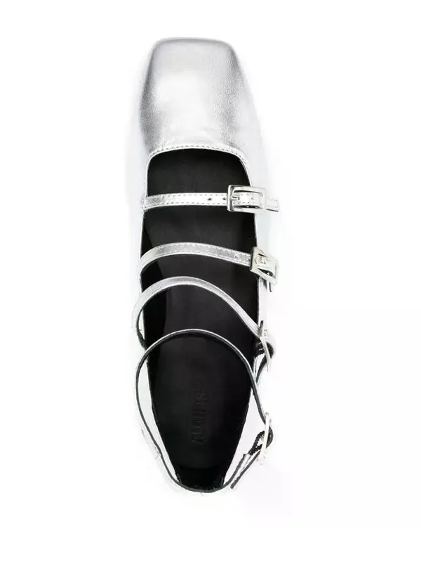 ALOHAS Tone Calf Leather Ballet Flats With Triple Buckle Detailing