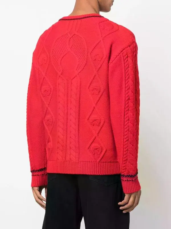 MARINE SERRE Wool Cable Knit Jumper