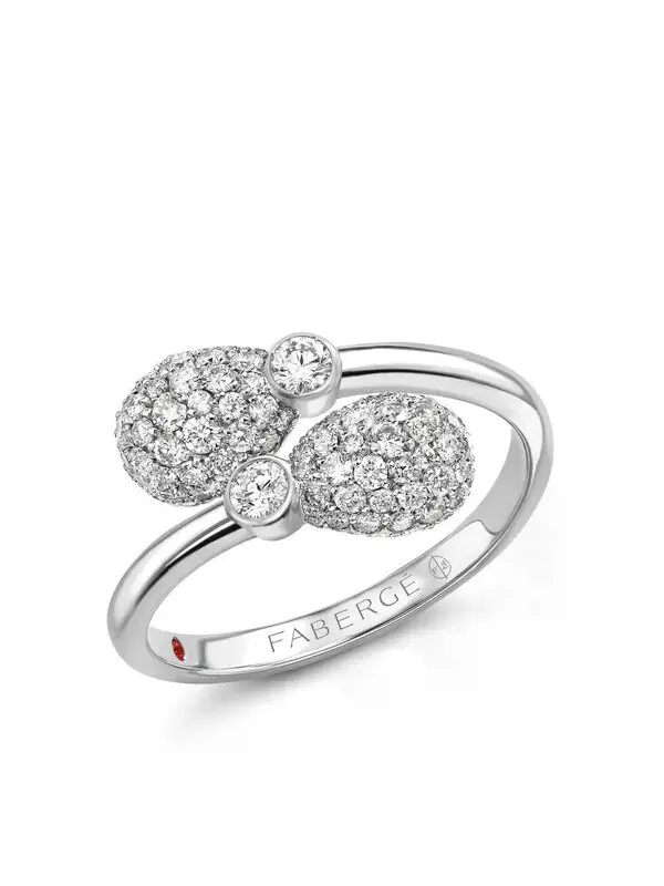 Faberge 18kt White Gold Diamond And Ruby Ring - Silver