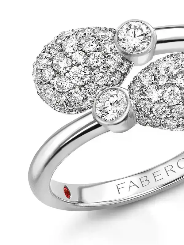 Faberge 18kt White Gold Diamond And Ruby Ring