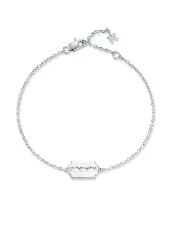Mateo Sterling Razor Blade Pendant Chain Bracelet - Silver