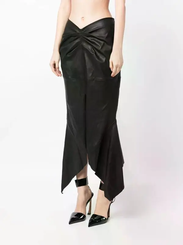 Maticevski Leather Flared Midi Skirt