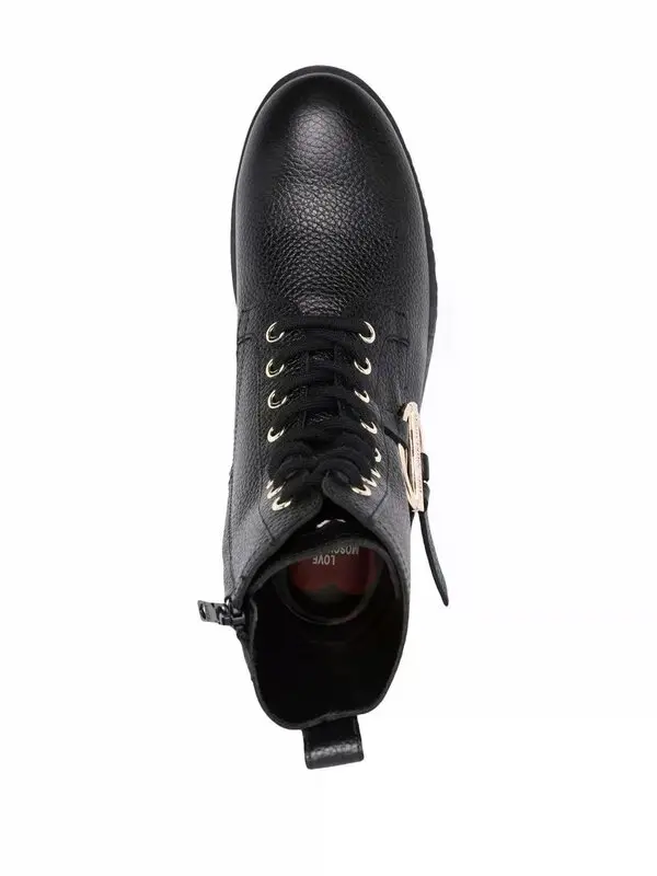 Moschino Logo Plaque Lace-up Boots