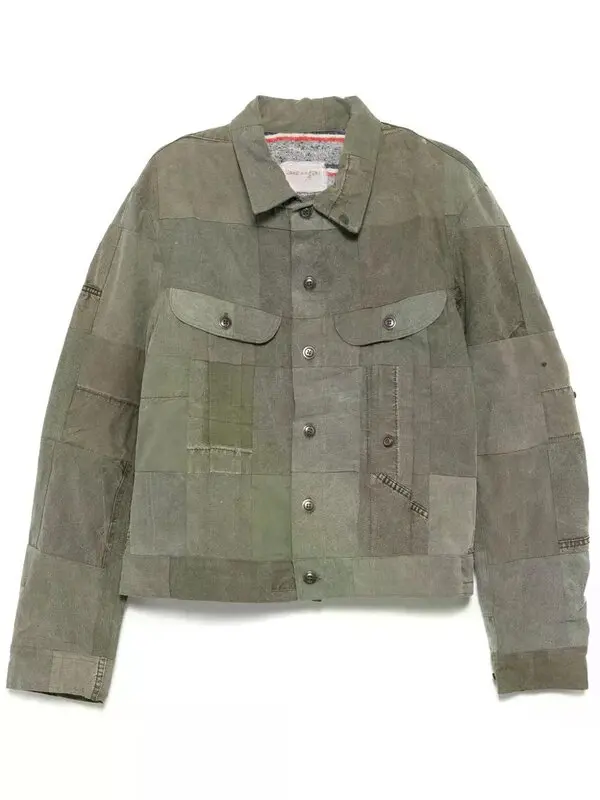 GREG LAUREN Army Scrapwork Trucker Jacket - Green