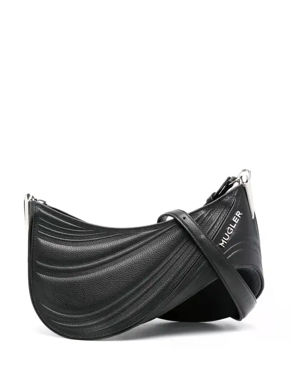 MUGLER Debossed Shoulder Bag - Black