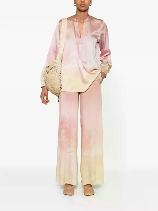 PIERRE-LOUIS MASCIA Printed Wide-leg Trousers - Pink