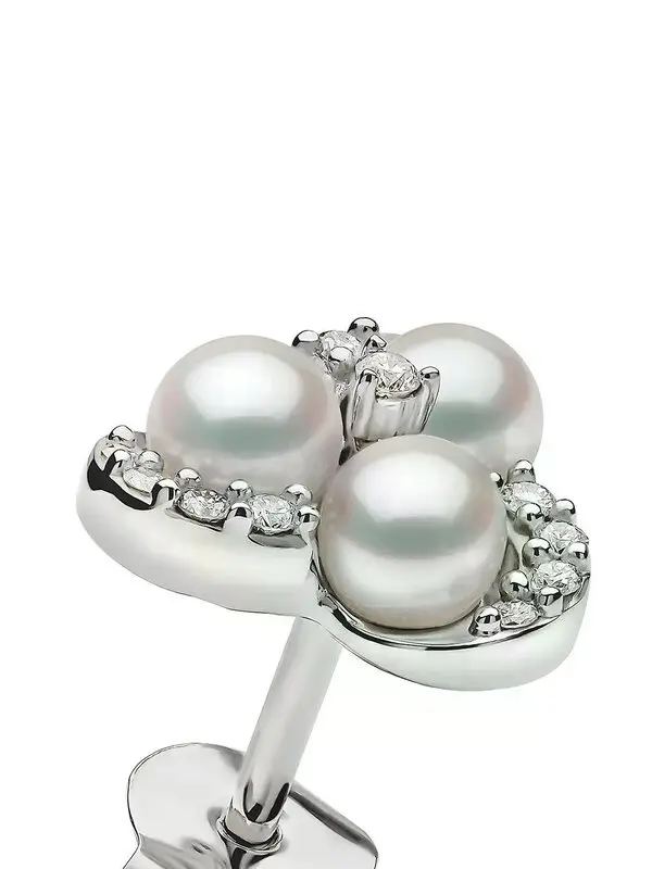 Yoko London 18kt White Gold Akoya Pearl And Diamond Stud Earrings - Silver