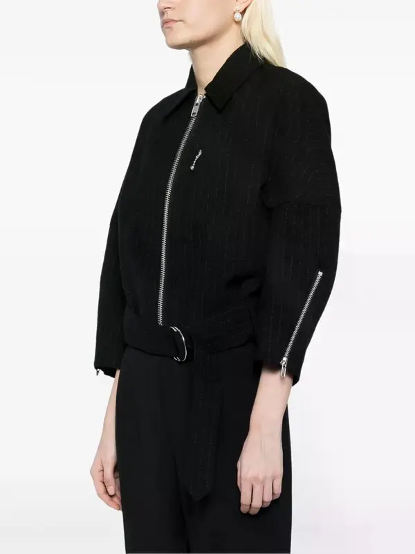 Y’s Pinstripe Wool Blend Cropped Jacket