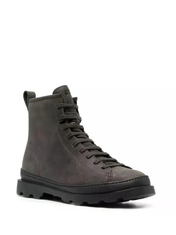 Camper Dark Leather Lace-up Boots