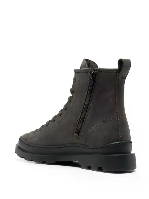 Camper Dark Leather Lace-up Boots