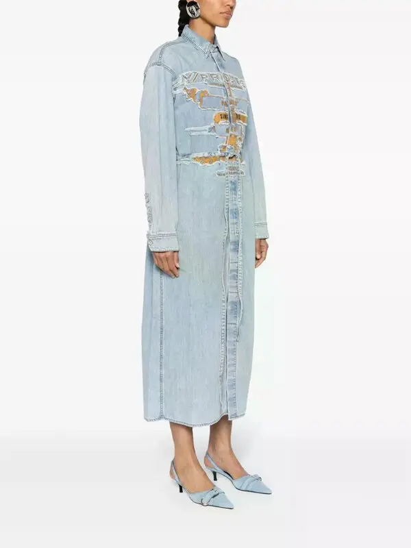 Y/project Logo-embroidered Denim Shirt Dress