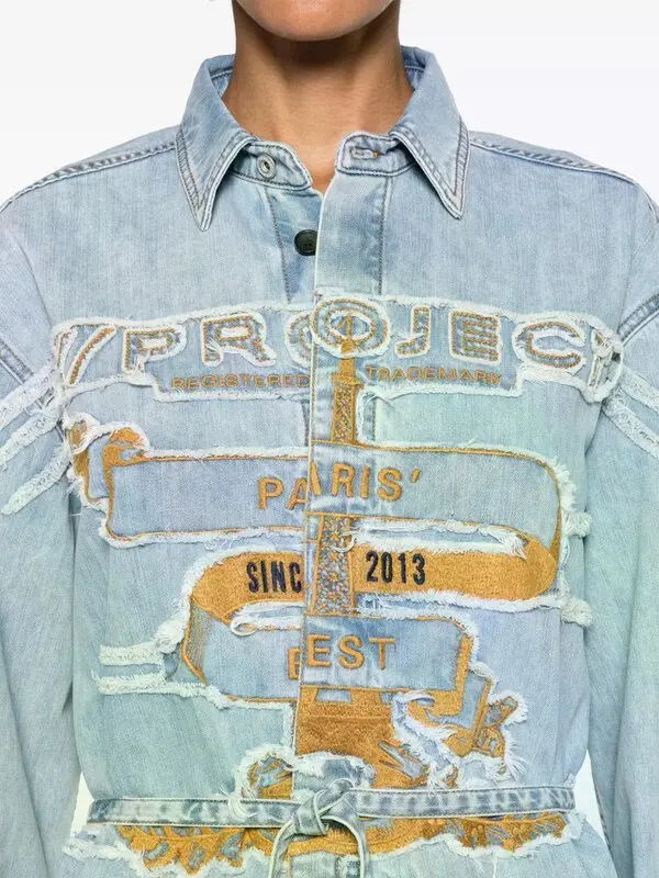 Y/project Logo-embroidered Denim Shirt Dress