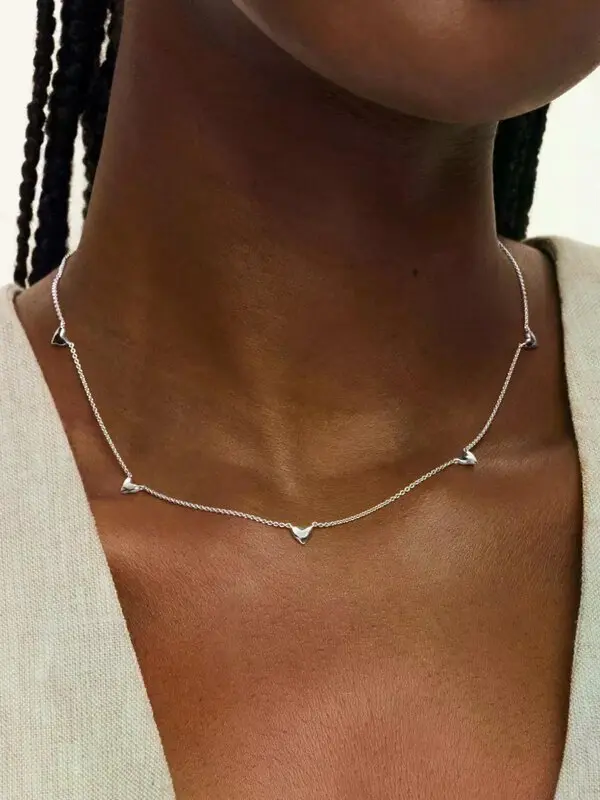 Monica Vinader Sterling Heart Station Necklace - Silver