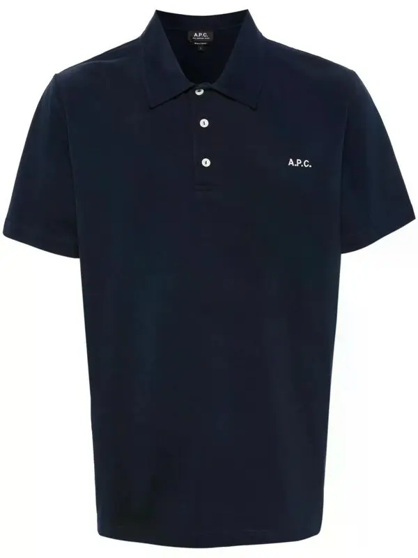 A.p.c. Logo-embroidered Cotton Polo Shirt - Blue