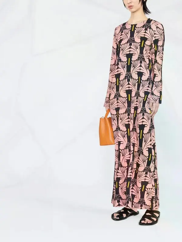 La DoubleJ Graphic-print Long-sleeved Maxi Dress - Pink