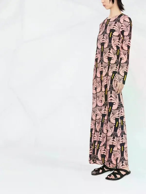 La DoubleJ Graphic-print Long-sleeved Maxi Dress - Pink