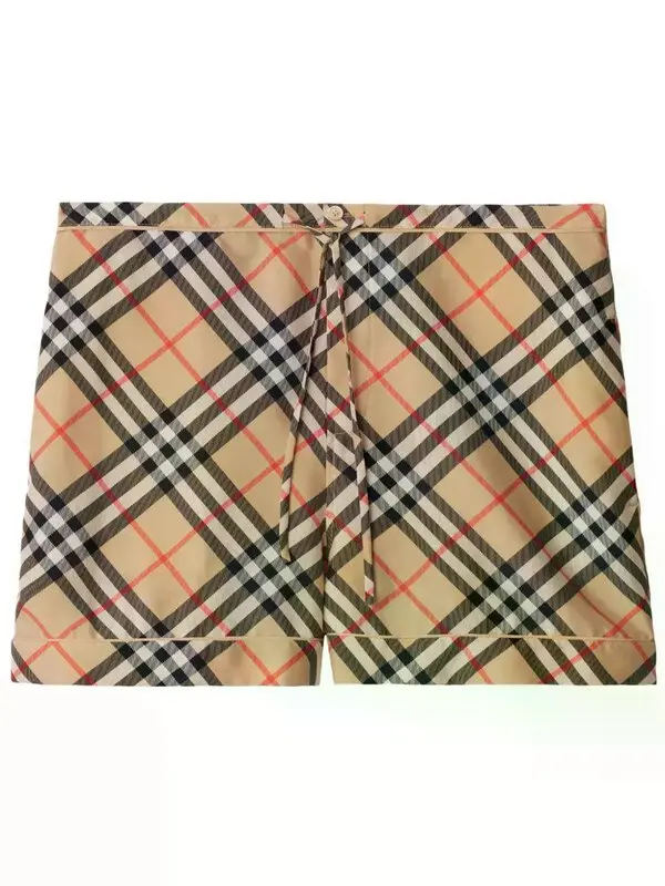 Burberry Check Print Silk Shorts - Neutrals