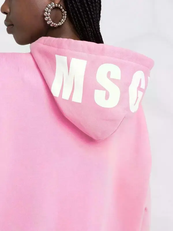 MSGM Cotton Drawstring Hoodie - Pink