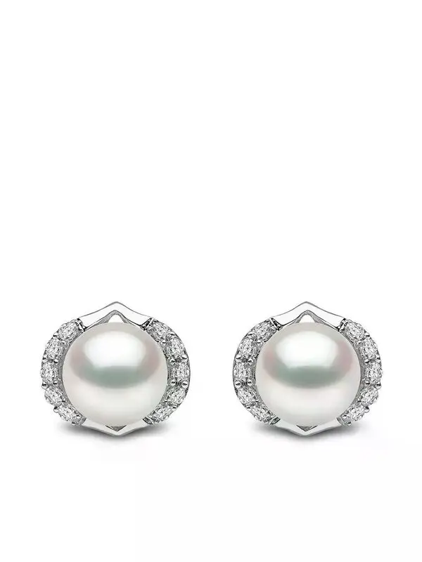 Yoko London 18kt White Gold Pearl And Diamond Stud Earrings - Silver