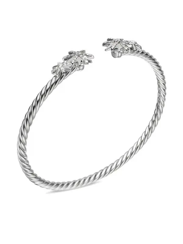 David Yurman Sterling Starburst Diamond Open Cuff Bracelet