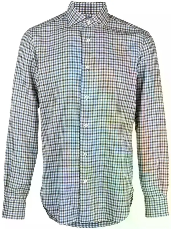BARBA NAPOLI Fine-check Cotton Flannel Shirt