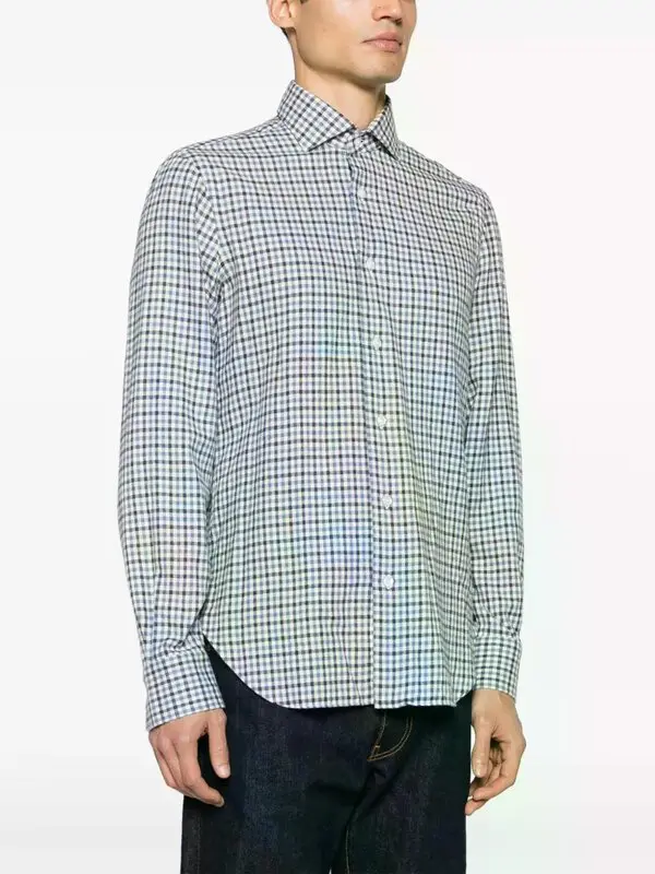 BARBA NAPOLI Fine-check Cotton Flannel Shirt