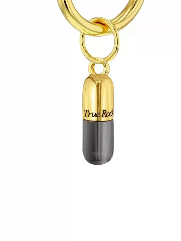 TRUE ROCKS Pill Drop Hoop Earring - Gold